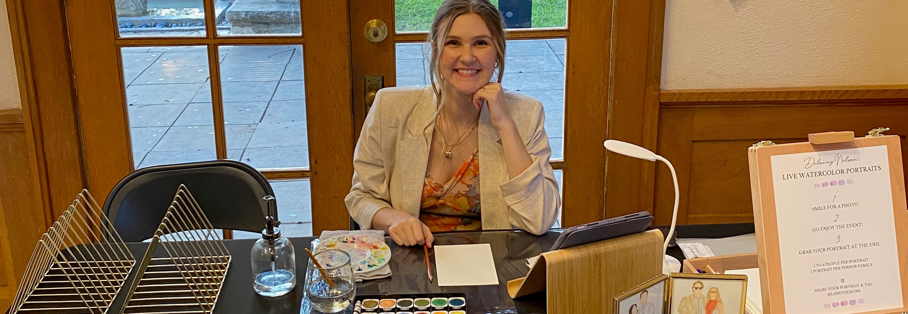 Live Watercolor Guest Portraits – Delaney Nelson Design